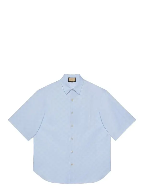 Gucci Gg Supreme Oxford Cotton Shirt - Blue