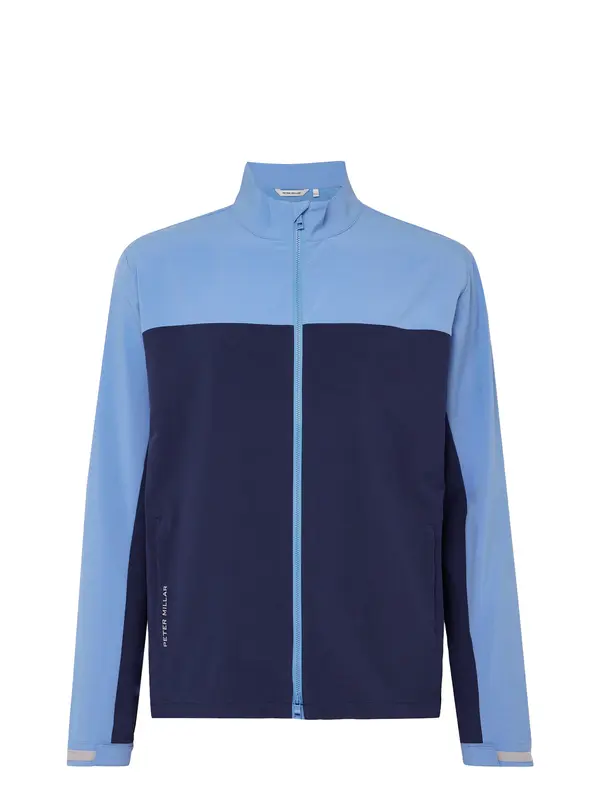 Peter Millar Dunes Logo-print Colour-block Stretch-jersey Golf Jacket - Blue