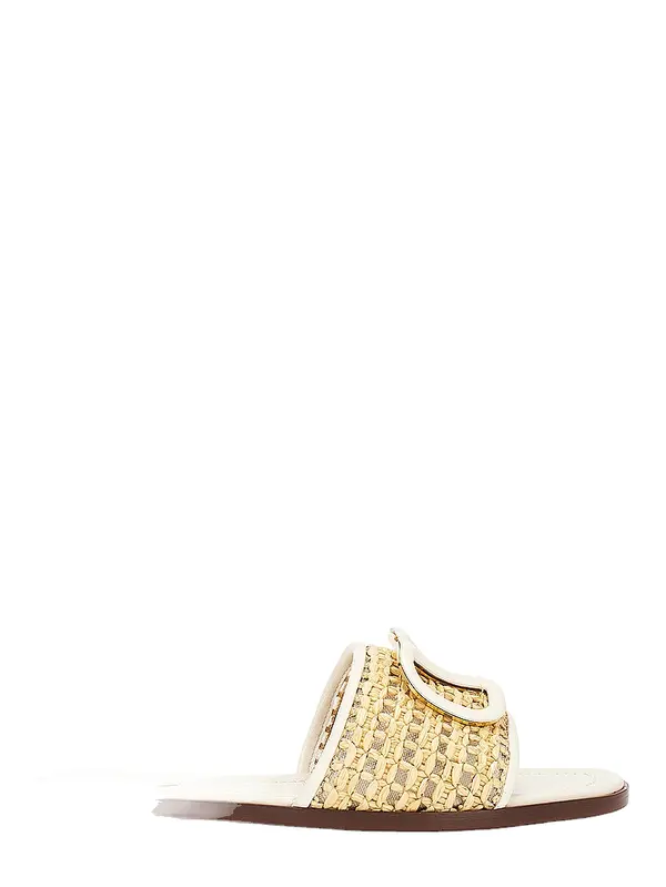 Valentino Garavani Vlogo Signature Slides - Naturale & Light Ivory
