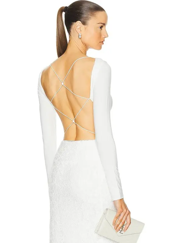 SANS FAFF Bamboo Cross Back Bodysuit - White