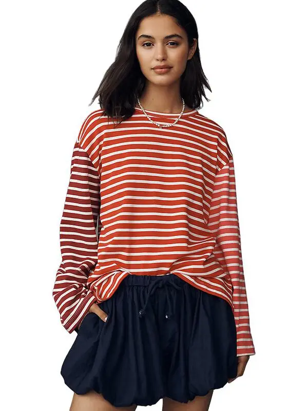 English Factory Long-sleeve Striped Top - Red