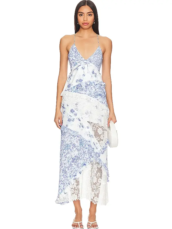 For Love & Lemons Rosalyn Maxi Dress - Blue