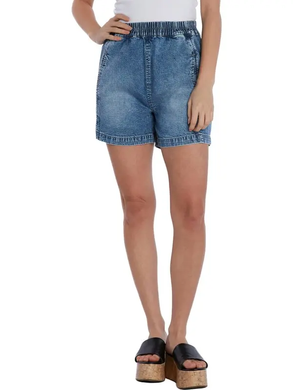 WASH LAB DENIM Pull-on Denim Shorts - Atlantic Blue