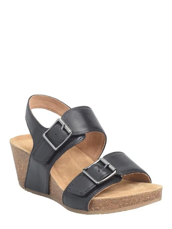 COMFORTIVA Erlina Wedge Sandals - Black