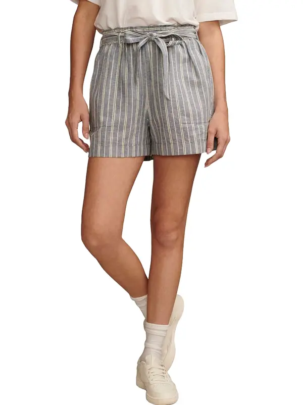 Lucky Brand Tie Waist Hemp & Cotton Shorts - Indigo Stripe