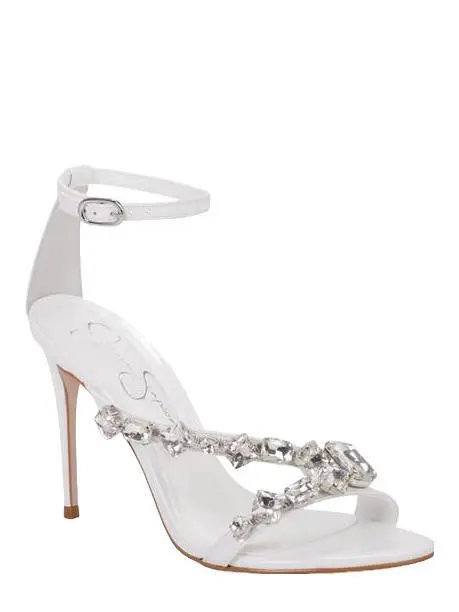 Jessica Simpson Raela Embellished Ankle Strap Sandals - White
