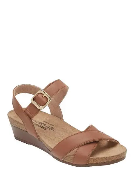 Naot Throne Wedge Sandal - Caramel Leather