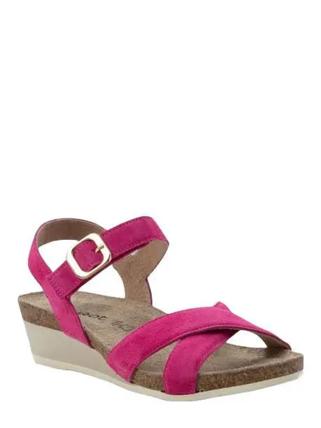 Naot Throne Wedge Sandal - Fuchsia Suede