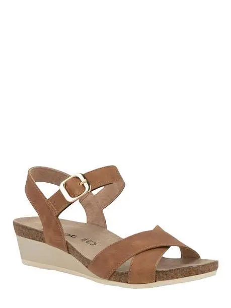 Naot Throne Wedge Sandal - Latte Brown Leather