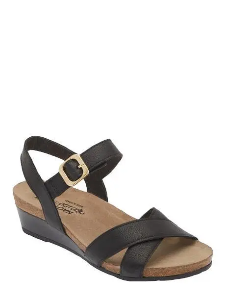 Naot Throne Wedge Sandal - Soft Black Leather
