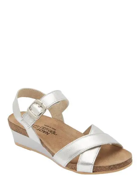 Naot Throne Wedge Sandal - Soft Silver Leather
