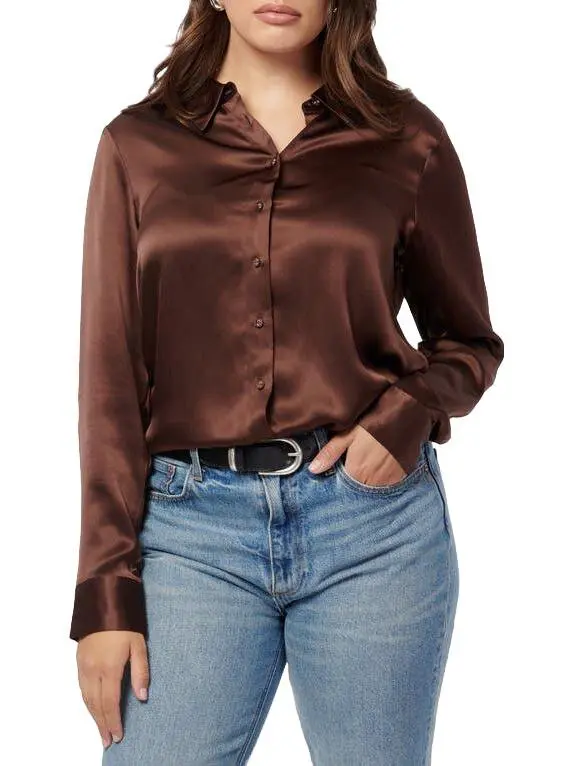 Cami Nyc Crosby Silk Charmeuse Shirt - Chocolate