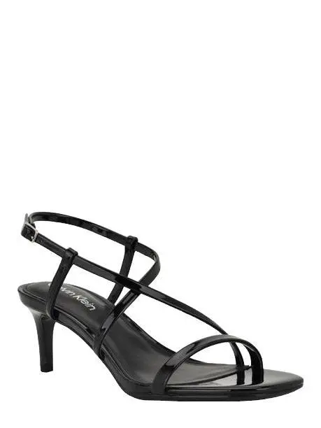 Calvin Klein Ishaya Ankle Strap Sandal - Black Patent