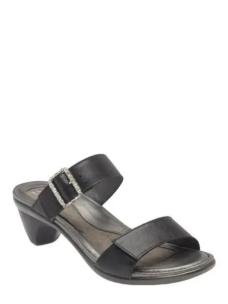 Naot Recent Slide Sandal - Shiny Black Leather