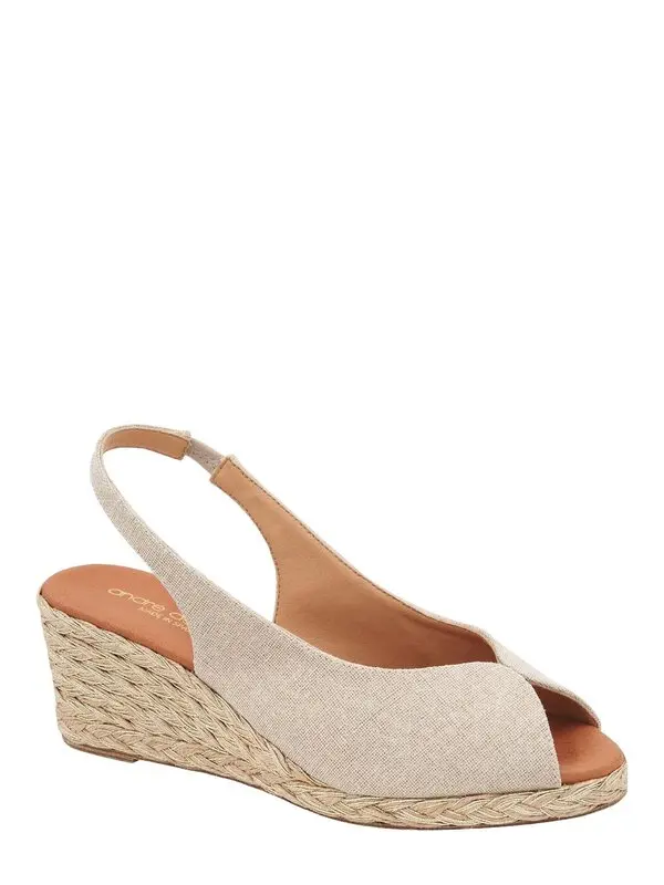 Andre Assous Audrey Espadrille Wedge Sandal - Hemp Glitter Natural
