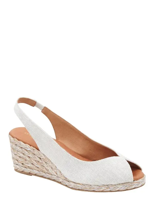 Andre Assous Audrey Espadrille Wedge Sandal - White/silver