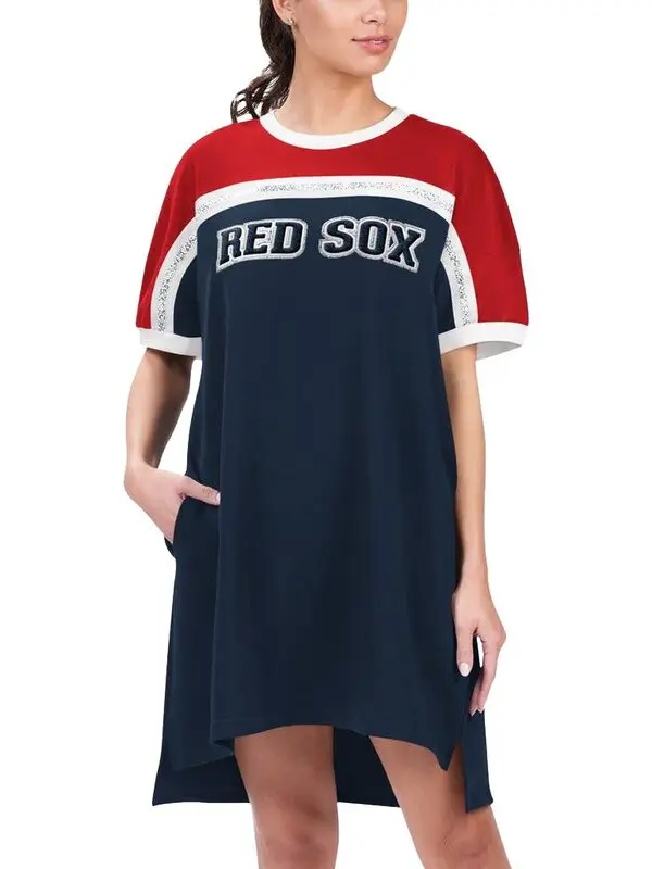 G-III 4HER BY CARL BANKS Red Boston Red Sox Circus Catch Sneaker Dress - Navy