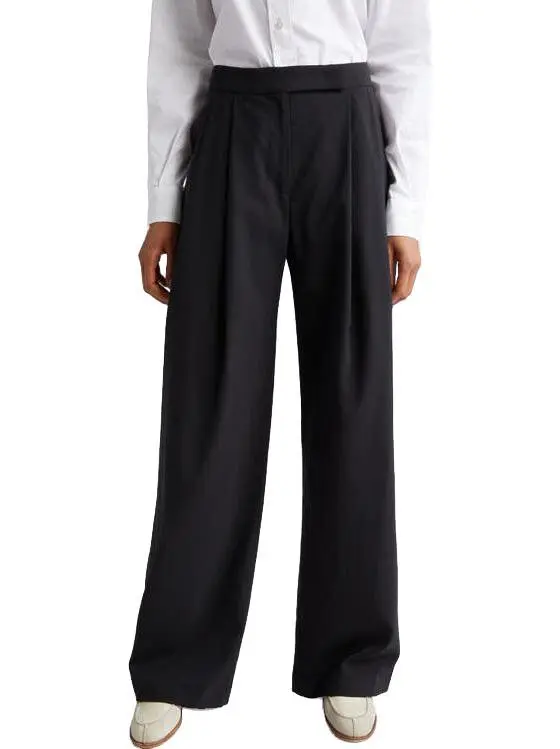 Eleventy Pleated Wide Leg Trousers - Black