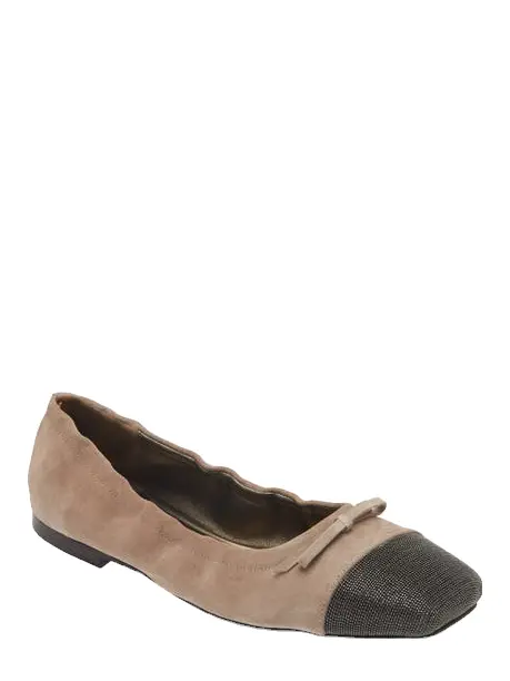 Brunello Cucinelli Monili Cap Toe Ballet Flats - Brown