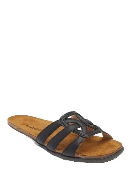 Naot Liv Slide Sandal - Jet Black Leather