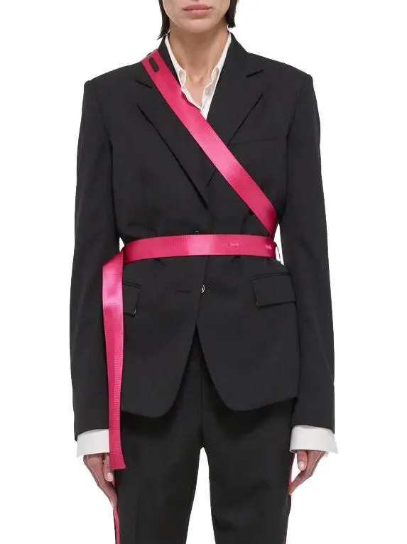 Helmut Lang Seat Belt Virgin Wool Blazer - Black/ Fuschia