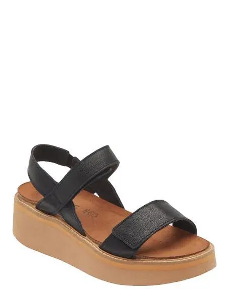 Naot Meringue Wedge Sandal - Soft Black Leather
