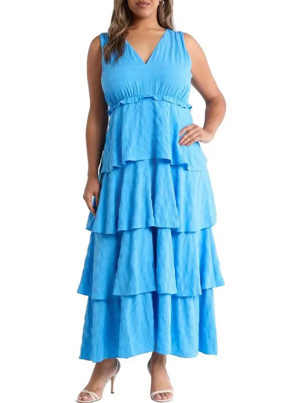 Chelsea28 Tiered Ruffle Maxi Dress - Blue Maya