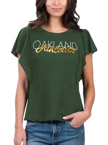 G-III 4HER BY CARL BANKS Oakland Athletics Crowd Wave T-shirt - Green