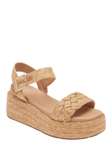 CHOCOLAT BLU Lacy Platform Wedge Sandal - Toast Raffia