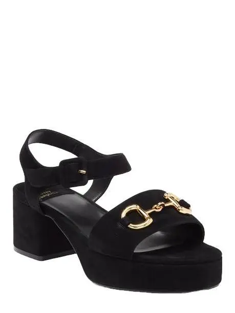 Jeffrey Campbell Timeless 2 Platform Sandal - Black Suede Gold