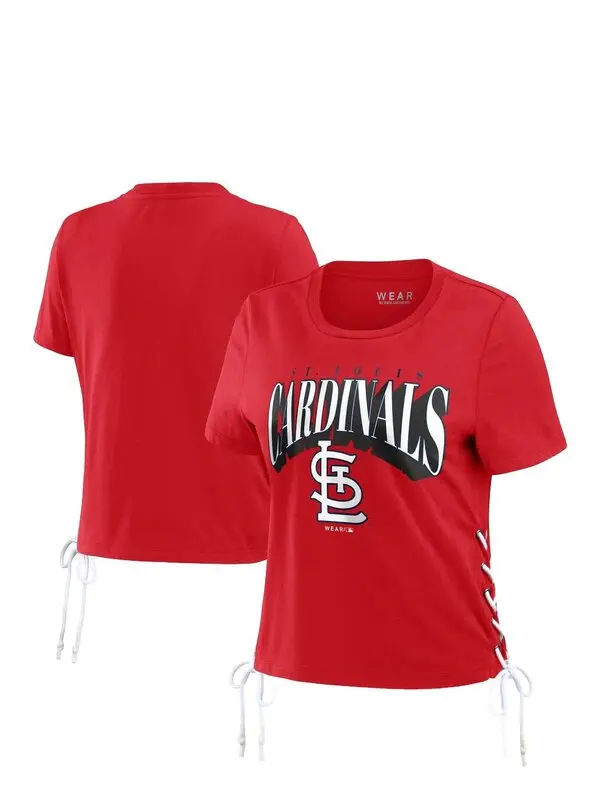 WEAR BY ERIN ANDREWS St. Louis Cardinals Lace-up Cropped T-shirt - Red