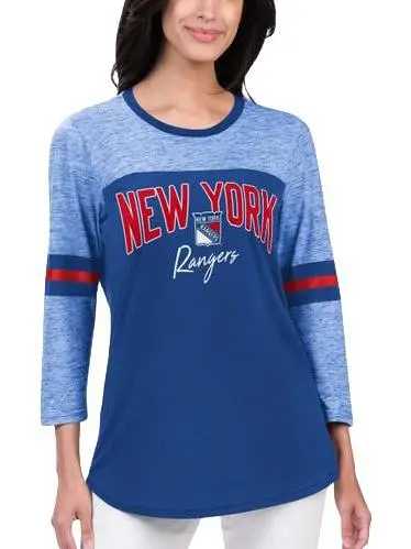 G-III 4HER BY CARL BANKS New York Rangers 3/4-sleeve T-shirt - Blue