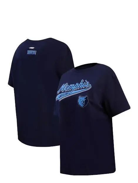 PRO STANDARD Memphis Grizzlies Script Boyfriend T-shirt - Navy