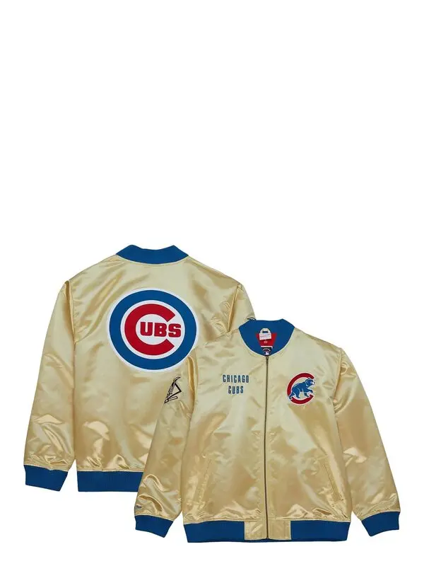 Mitchell & Ness Chicago Cubs Og 2.0 Lightweight Satin Bomber Jacket - Gold