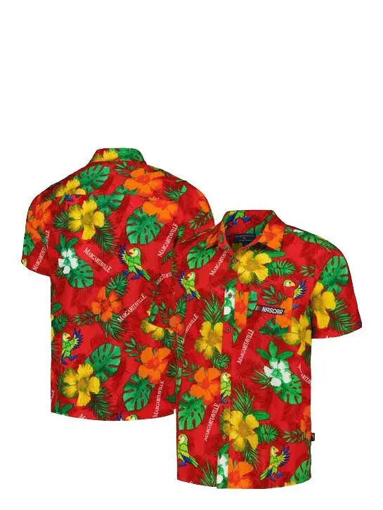 MARGARITAVILLE Nascar Island Life Floral Party Full-button Shirt - Red