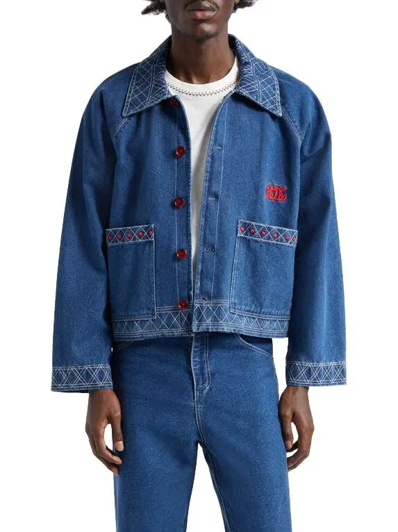 BODE Embroidered Denim Jacket - Indigo