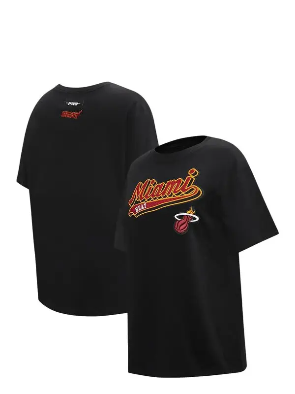 PRO STANDARD Miami Heat Script Boyfriend T-shirt - Black