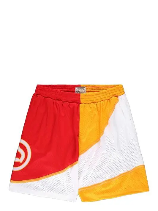 Mitchell & Ness Atlanta Hawks Hardwood Classics Split Swingman Shorts - Yellow
