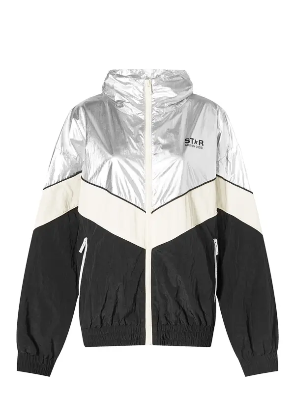 Golden Goose Star Patchwork Windbreaker - Silver/dark Papyrus/black