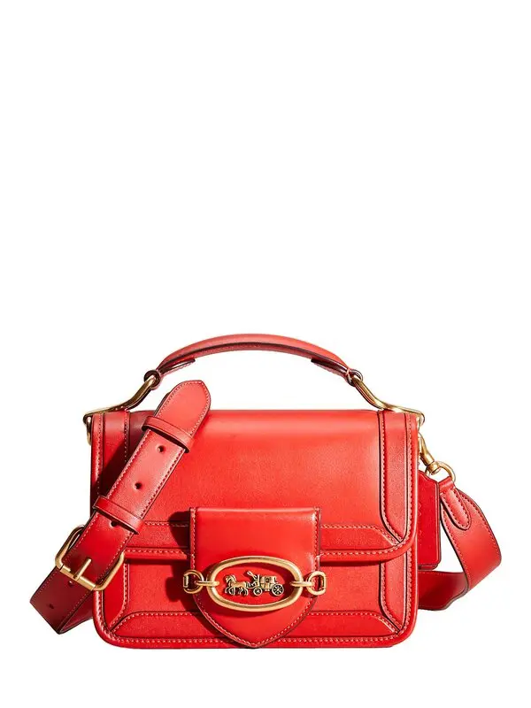COACH® Hero Shoulder Bag - Brass/sport Red