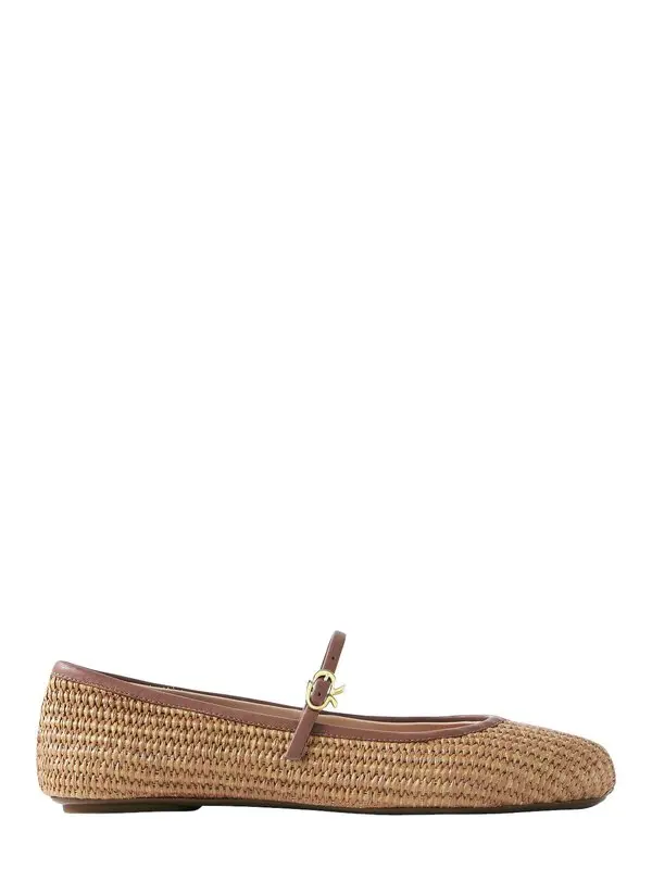GIANVITO ROSSI Carla Raffia Mary Jane Ballet Flats - Brown