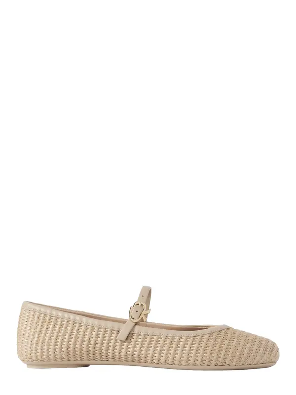 GIANVITO ROSSI Carla Raffia Mary Jane Ballet Flats - Neutrals