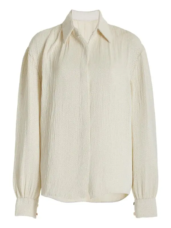 SERGIO HUDSON Bead-embellished Silk Top - White