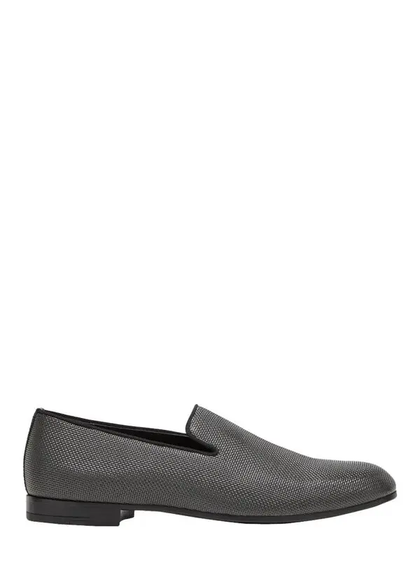 Giorgio Armani Leather Venetian Loafers - Grey