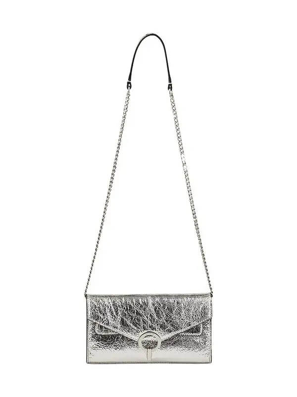 Sandro Yza Metallic Leather Convertible Crossbody - Silver