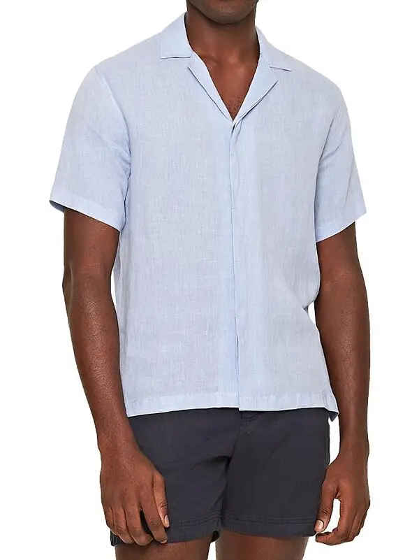 Orlebar Brown Maitan Ii Short Sleeve Button Front Shirt - Soft Blue