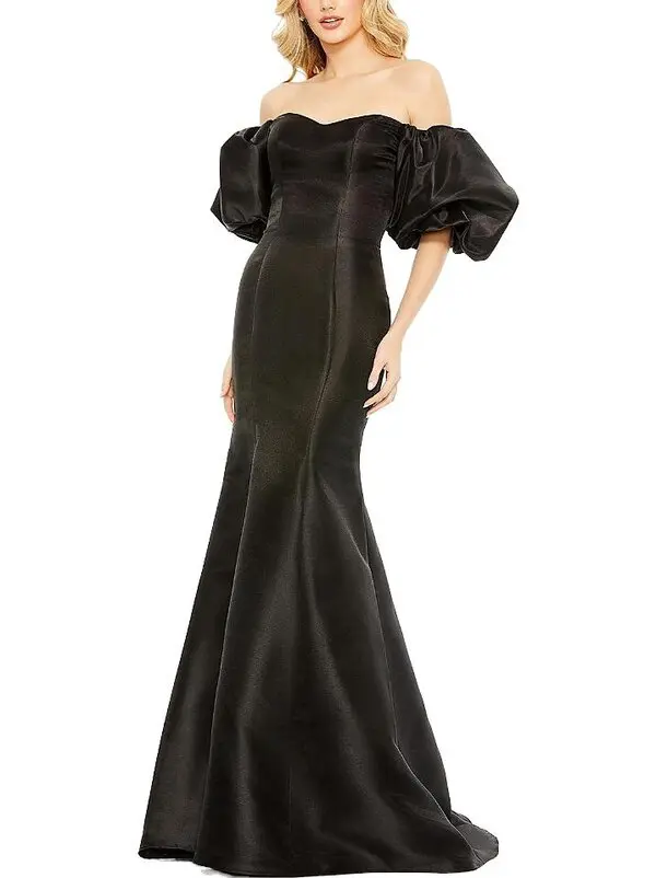 Mac Duggal Sweetheart Off The Shoulder Puff Sleeve Gown - Black
