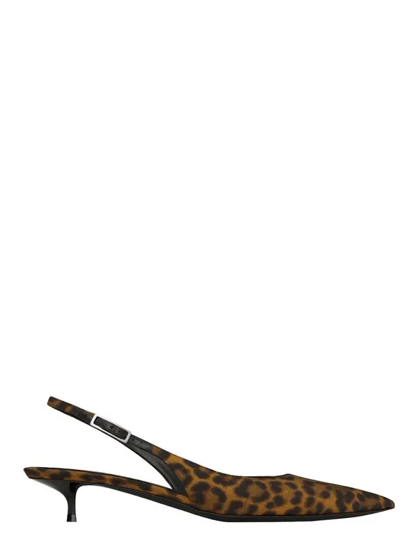 Saint Laurent Quarida Slingback Pumps 30 - Brown