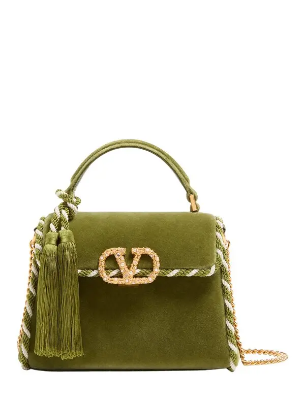 Valentino Garavani Mini Embellished Vsling Top-handle Bag - Green