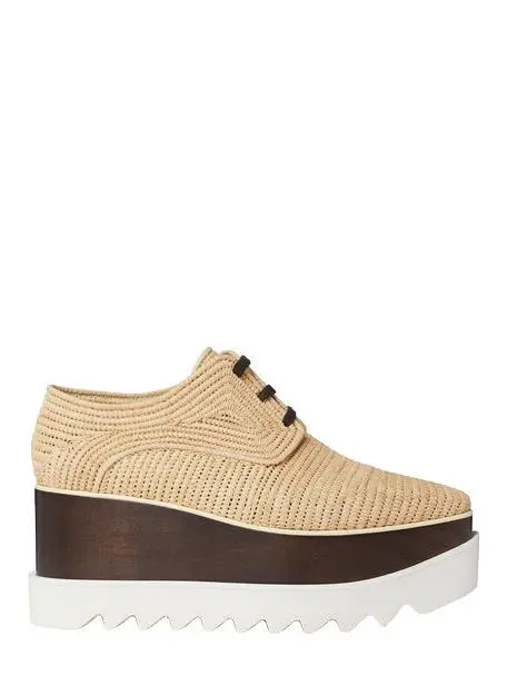 Stella McCartney Elyse Raffia Platform Shoes - Beige